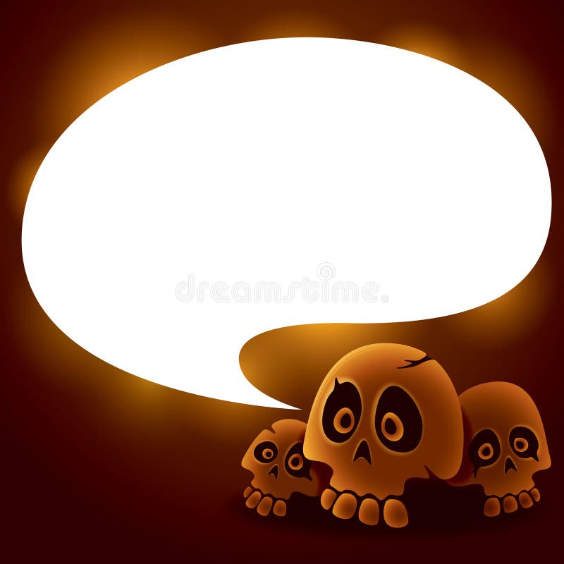 Halloween Skull with Speech Bubble Stock Illustration - Illustration of ...