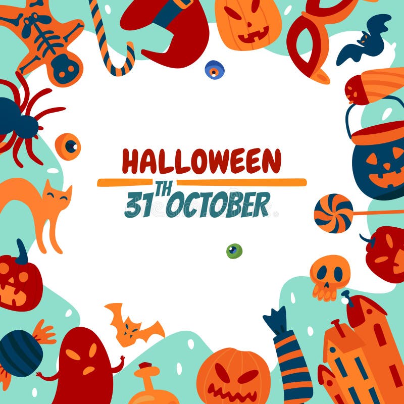 Halloween Soon Flat Background Stock Vector - Illustration of ...