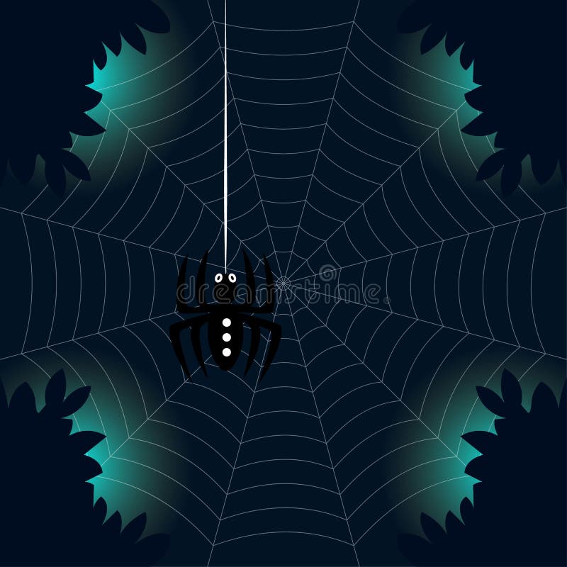 Halloween Spider Making a Web Vector Dark Stock Vector - Illustration ...