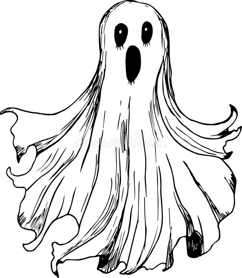 Halloween spook hand drawn stock illustration. Illustration of moon ...