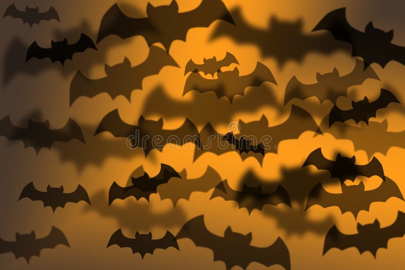 Halloween Spooky Pattern with Black Bats on Orange Background, Graphic ...