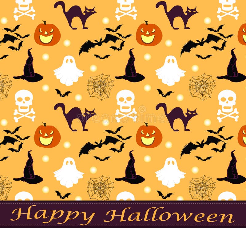 Halloween spooky pattern stock illustration. Illustration of skull ...