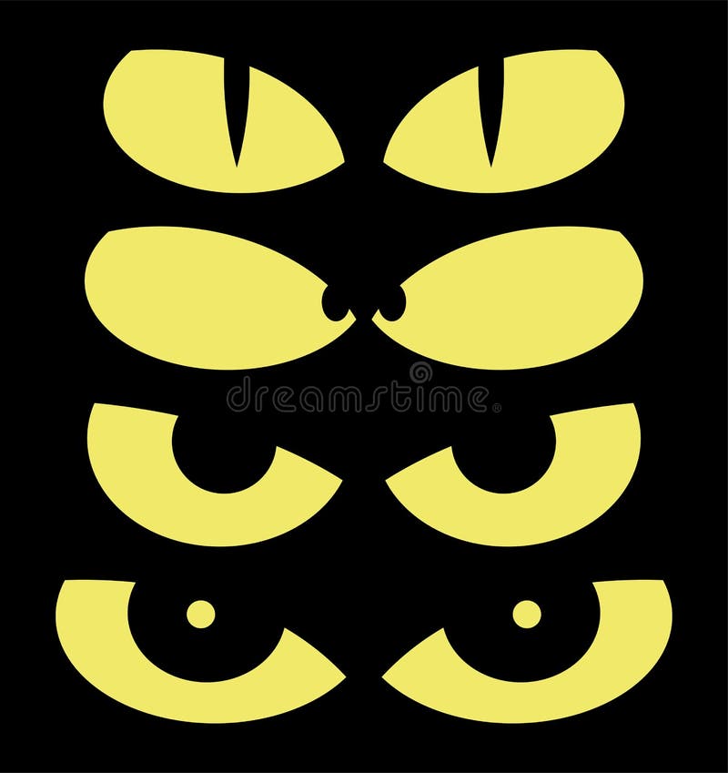 Halloween Spooky Scary Eyes Vector Design Isolated on Black Ba Stock ...