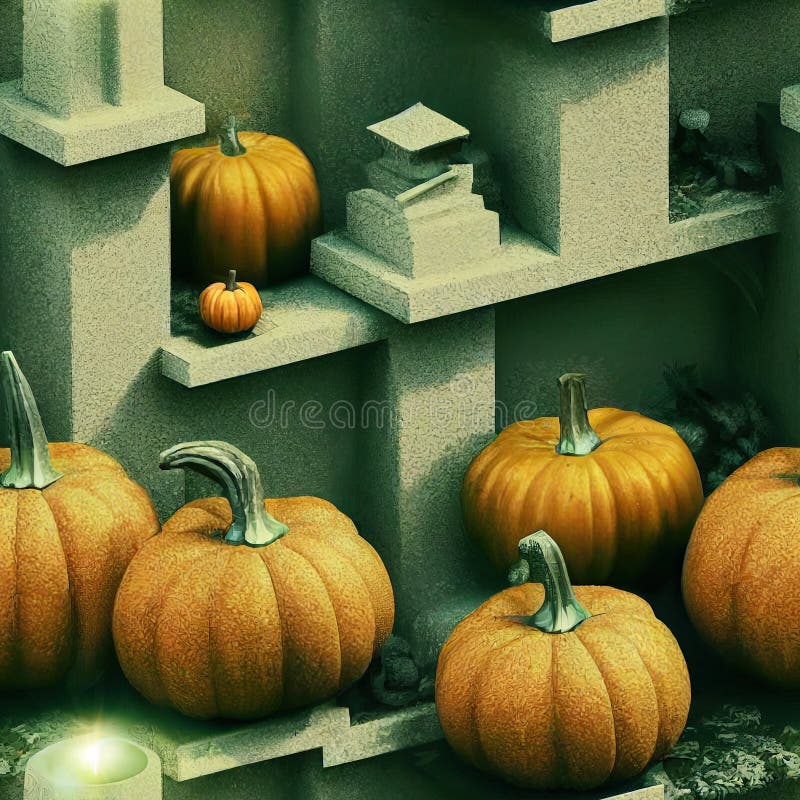 Halloween stairs tile stock illustration. Illustration of pumpkins ...