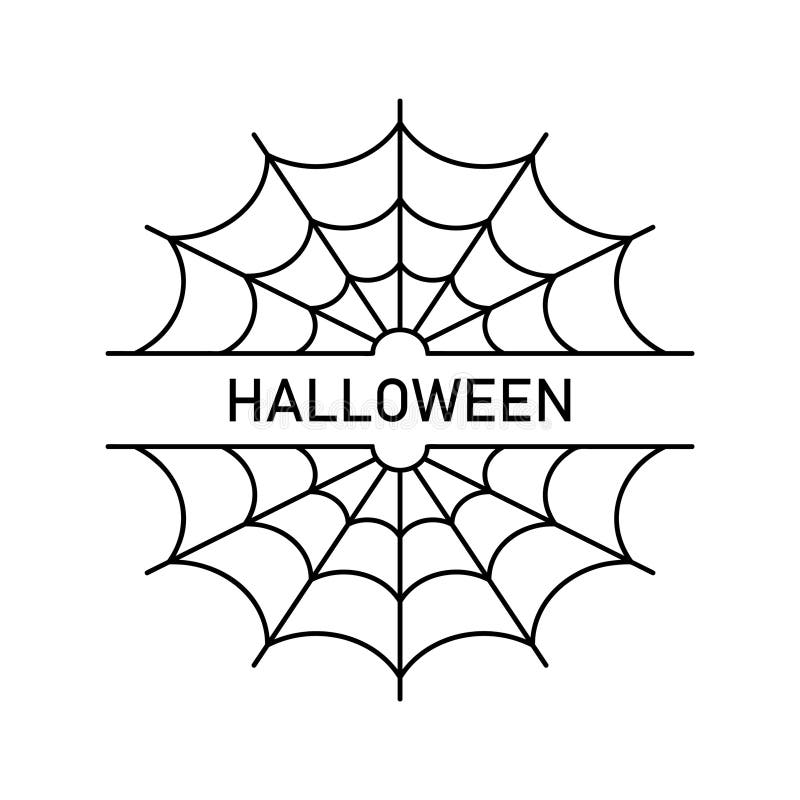 Halloween Stamp, Text in Spider Net, Round Shape Logo, Vector Design ...