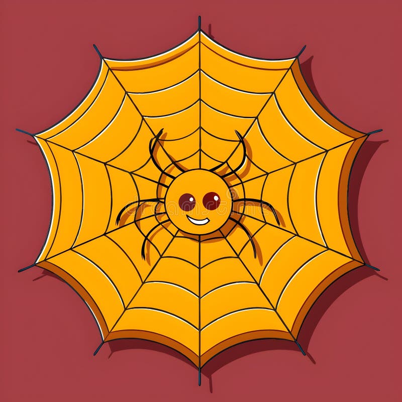 Halloween Sticker with a Funny Spider in Web, Isolated on Dark ...