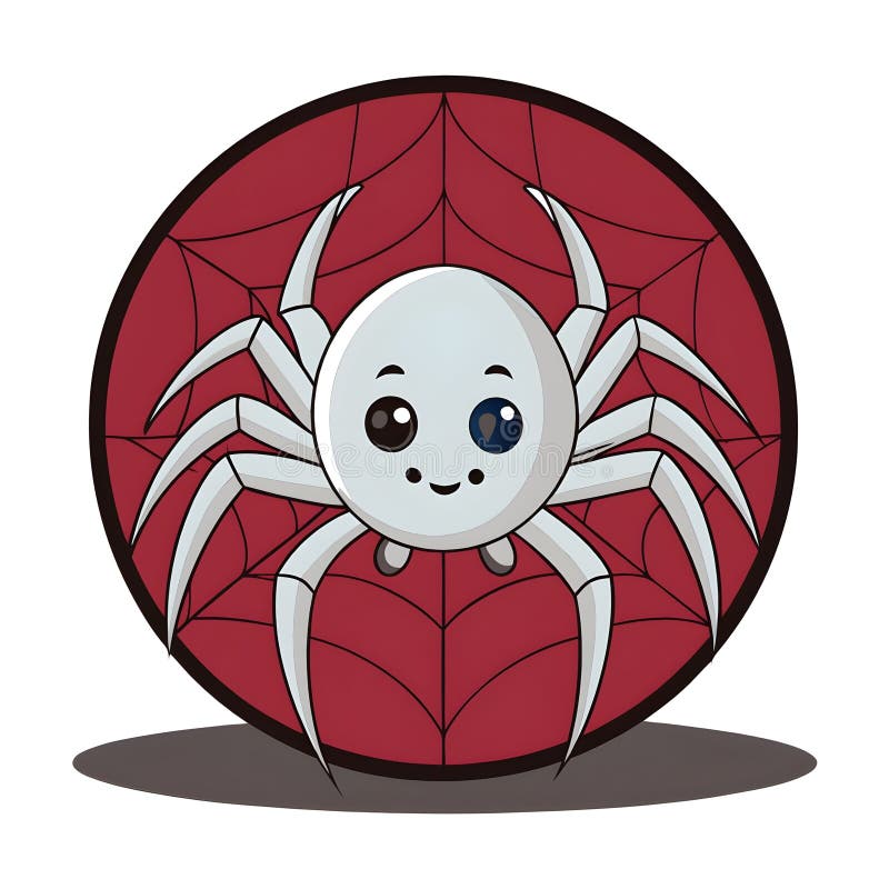 Halloween Sticker of a Silly Spider in Web, Isolated on White ...
