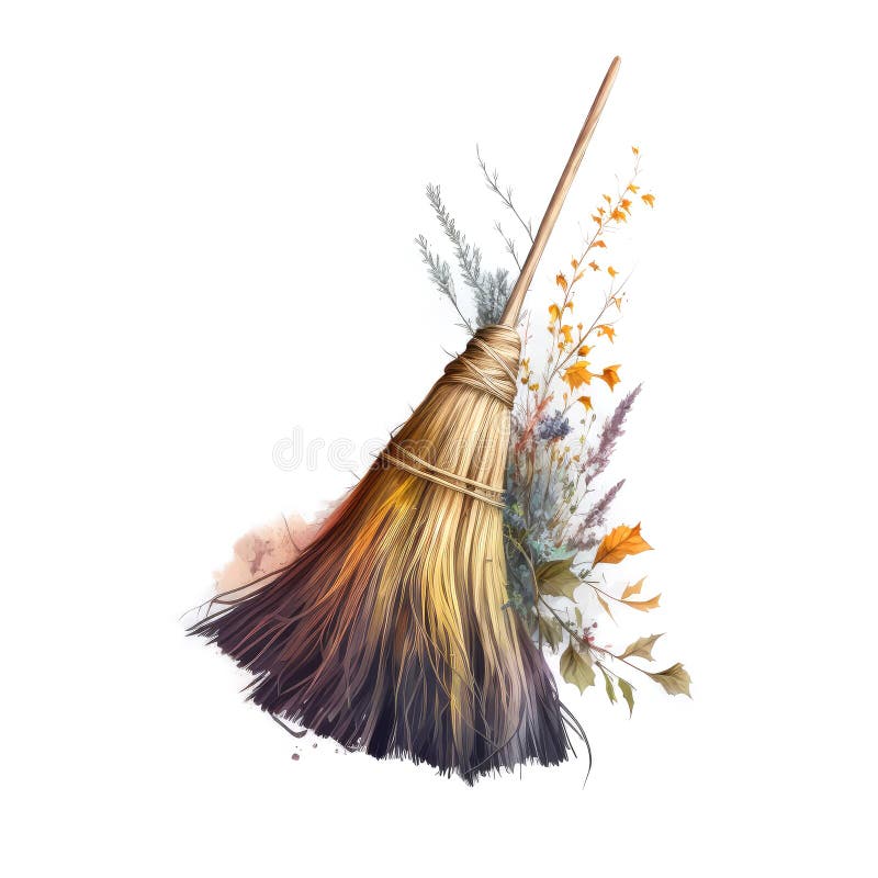 Halloween Sticker Template, Witch Broom Stock Illustration ...