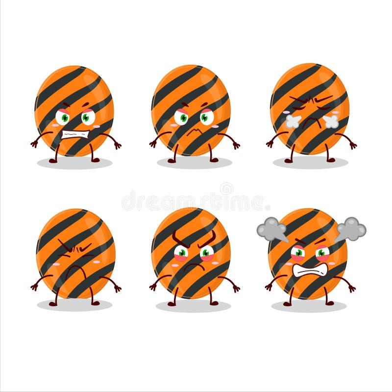 Halloween Stripes Candy Cartoon Character with Various Angry ...