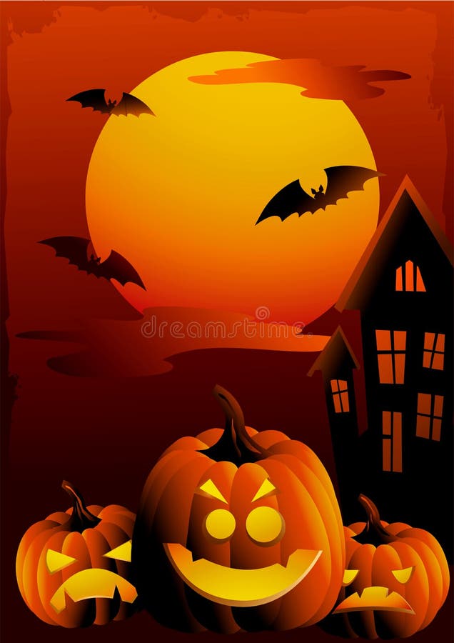 Halloween Sunset Illustration Stock Illustration - Illustration of ...