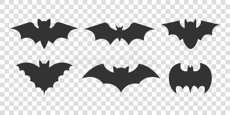Halloween Symbol. Halloween Black Bats Icon Set. Bats Silhouettes Stock ...