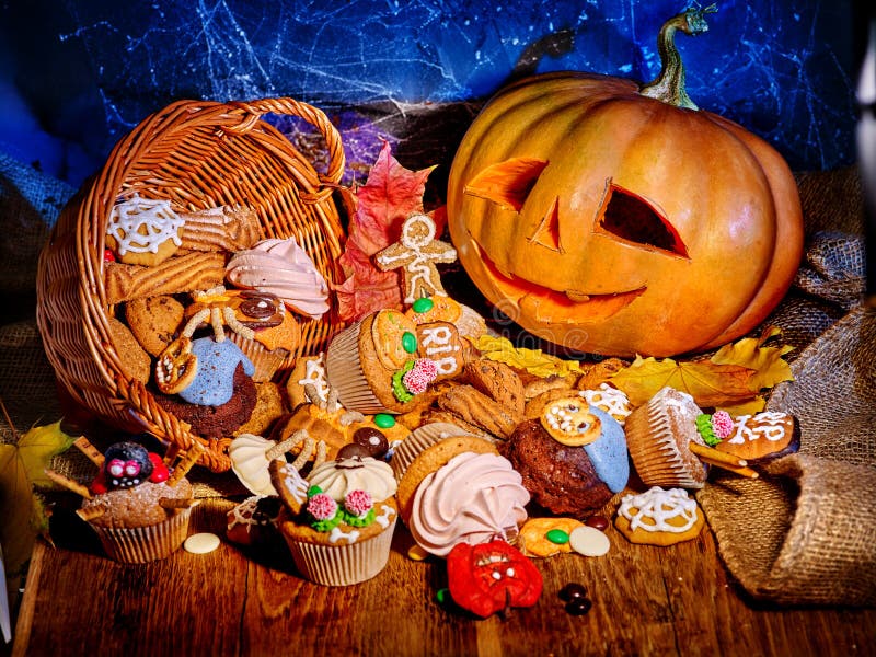 Halloween Table with Trick or Treat Stock Photo - Image of thanksgiving ...