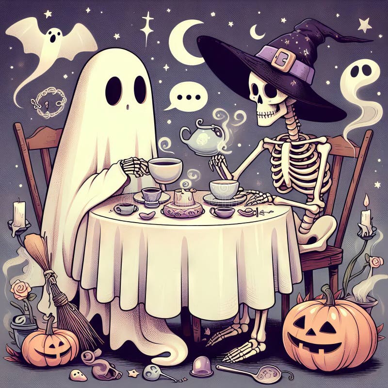 Halloween tea party stock illustration. Illustration of cute - 330782120