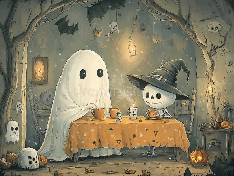 Halloween tea party stock illustration. Illustration of scene - 330782201