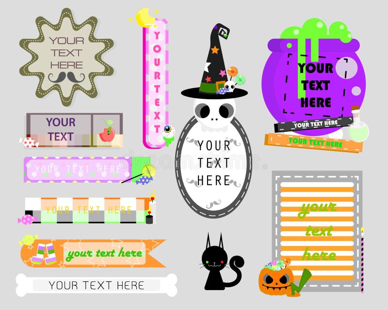 Halloween text box banner stock vector. Illustration of kitten - 121185221