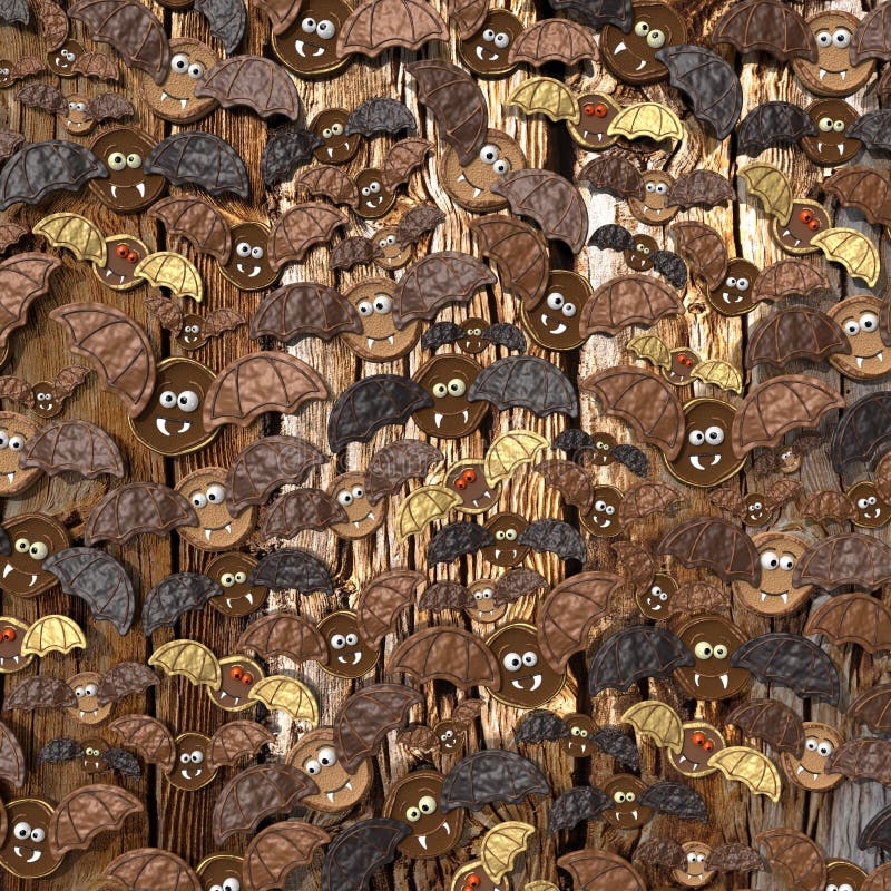 Halloween Texture with Bats - 3D Illustration Stock Illustration ...