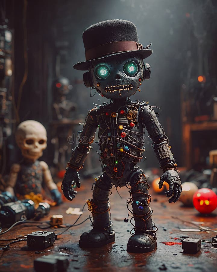 A Robot Made by a Robot with a Top Hat on. Stock Illustration ...