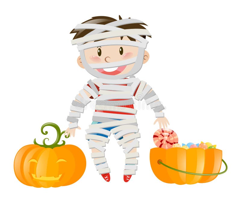 Halloween Theme with Boy in Zombie Costume Stock Vector - Illustration ...