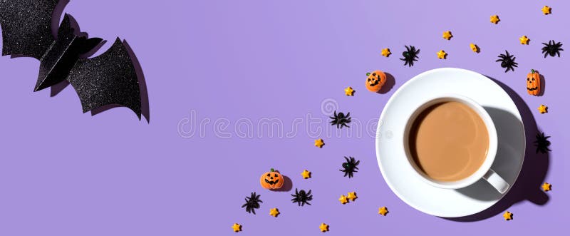 Halloween Theme with a Cup of Coffee Stock Image - Image of coffee ...