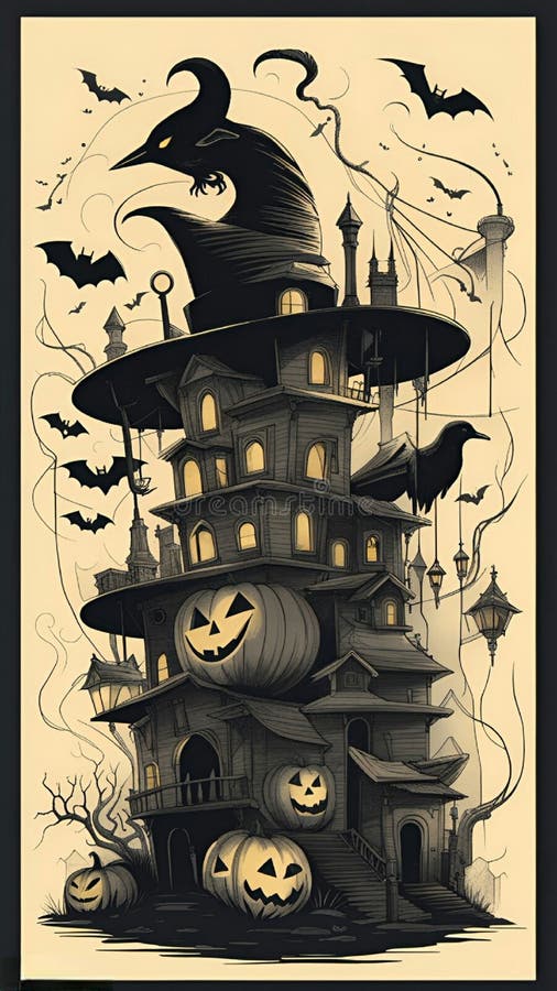 Halloween Theme Party Illustration Darkness Evil Stock Illustration ...