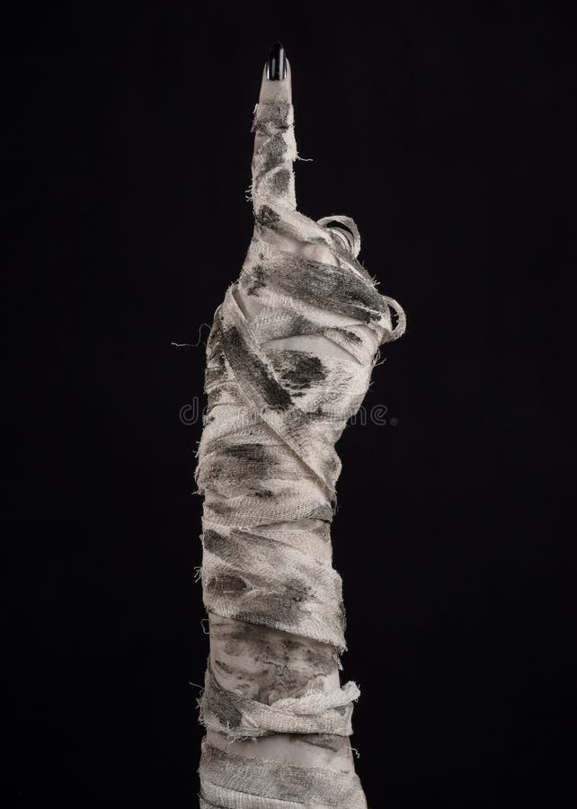 Halloween Theme: Terrible Old Mummy Hands on a Black Background Stock ...