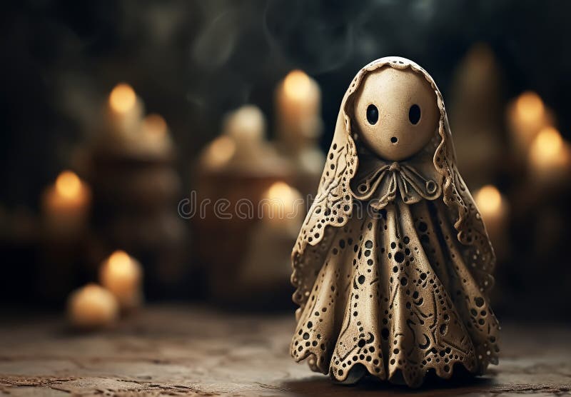 Halloween Time with Cute Little Ghost Bride Stock Illustration ...