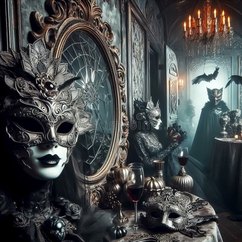 Halloween Time Evil Masks of Monsters and Ghostly Killers with ...