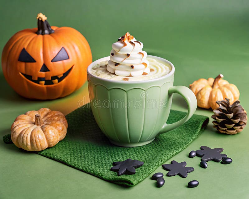 Halloween Treats and Coffee Stock Image - Image of pumpkin, drink ...