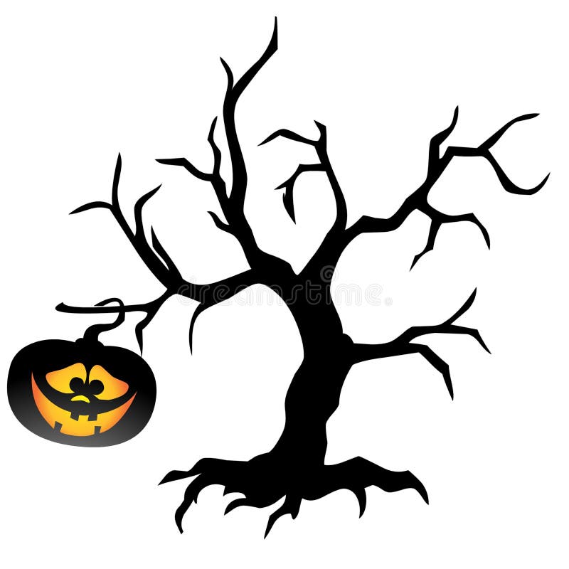 Halloween Tree Pumpkin Cartoon Scary Stock Vector - Illustration of ...