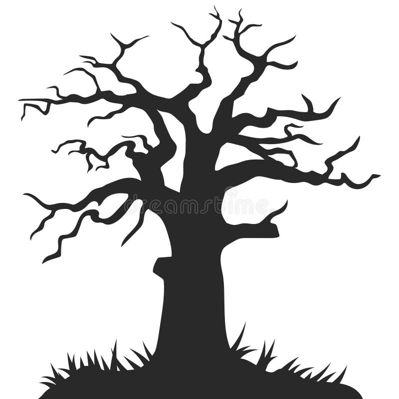 Halloween Tree Silhouette Illustration Stock Image - Image of night ...