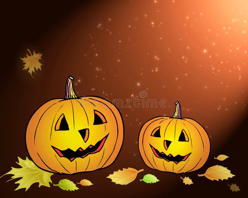 Halloween. Two pumpkins stock illustration. Illustration of background ...