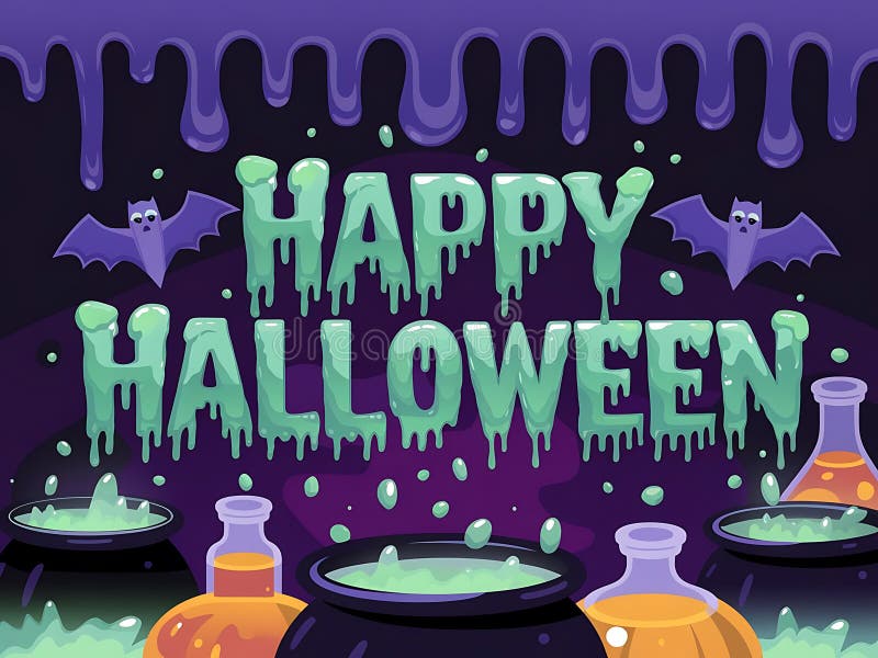 Halloween Typography with a Dripping Slime Effect Stock Illustration ...