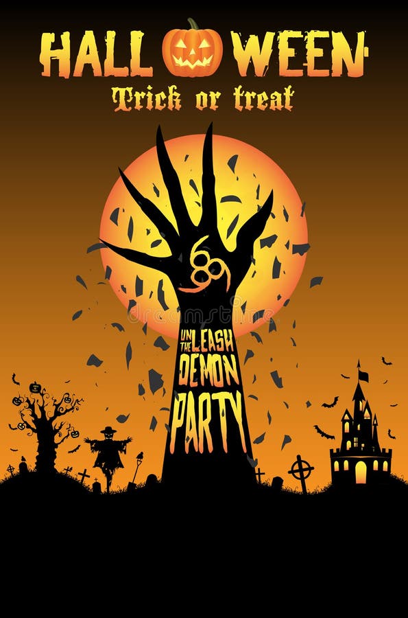Halloween Unleash the Demon Party Stock Vector - Illustration of horror ...