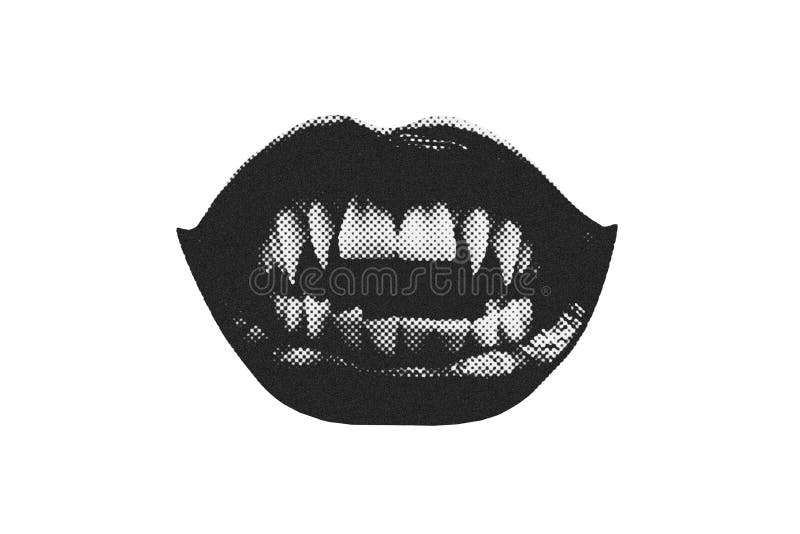 Halloween Vampire Dracula Mouth with Sharp Teeth. Trendy Grunge Collage ...