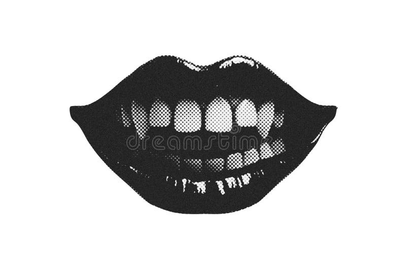 Halloween Vampire Dracula Mouth with Sharp Teeth. Trendy Grunge Collage ...