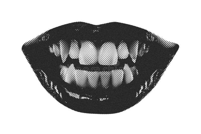 Halloween Vampire Dracula Mouth with Sharp Teeth. Trendy Grunge Collage ...