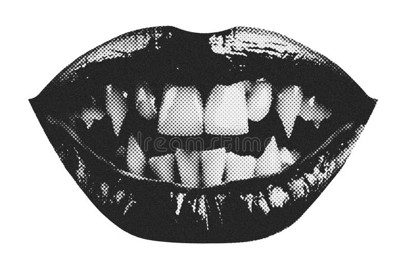 Halloween Vampire Dracula Mouth with Sharp Teeth. Trendy Grunge Collage ...