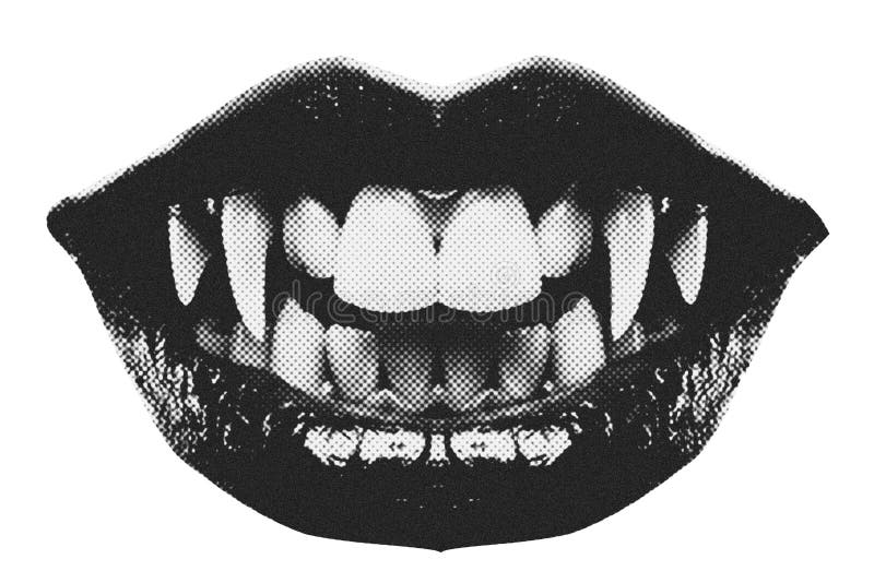 Halloween Vampire Dracula Mouth with Sharp Teeth. Trendy Grunge Collage ...