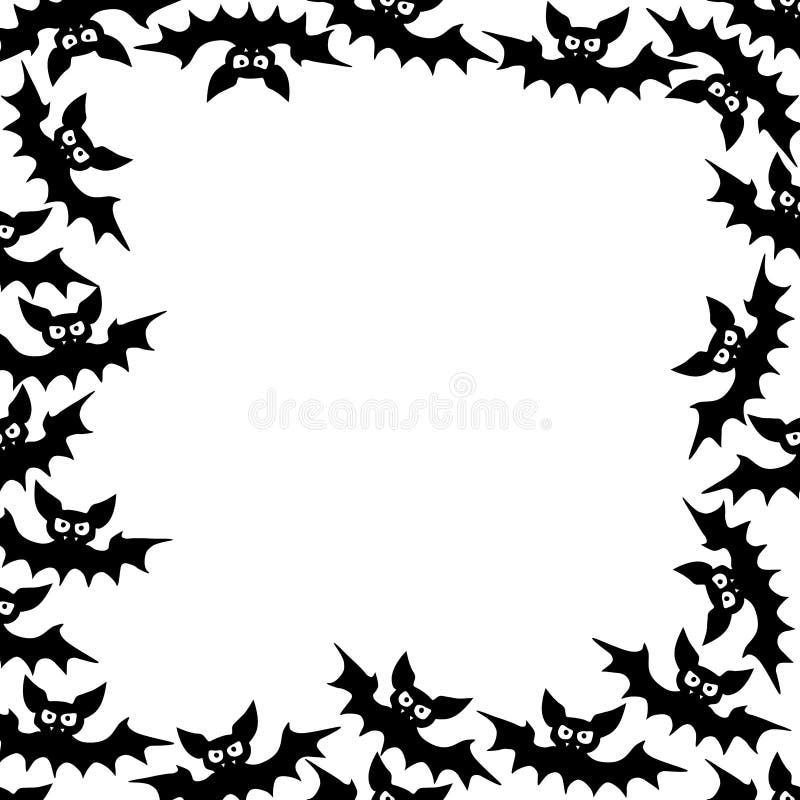 Halloween Vector Frame with Vampire Bats Stock Vector - Illustration of ...