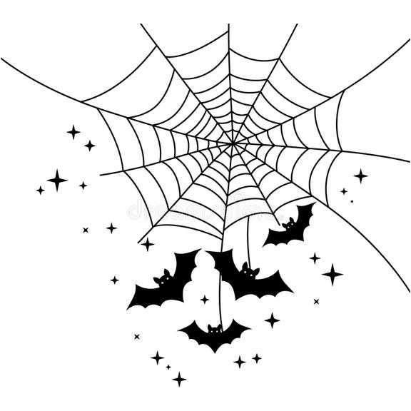 Halloween Vector Illustration: Spider Web and Bats Stock Vector ...