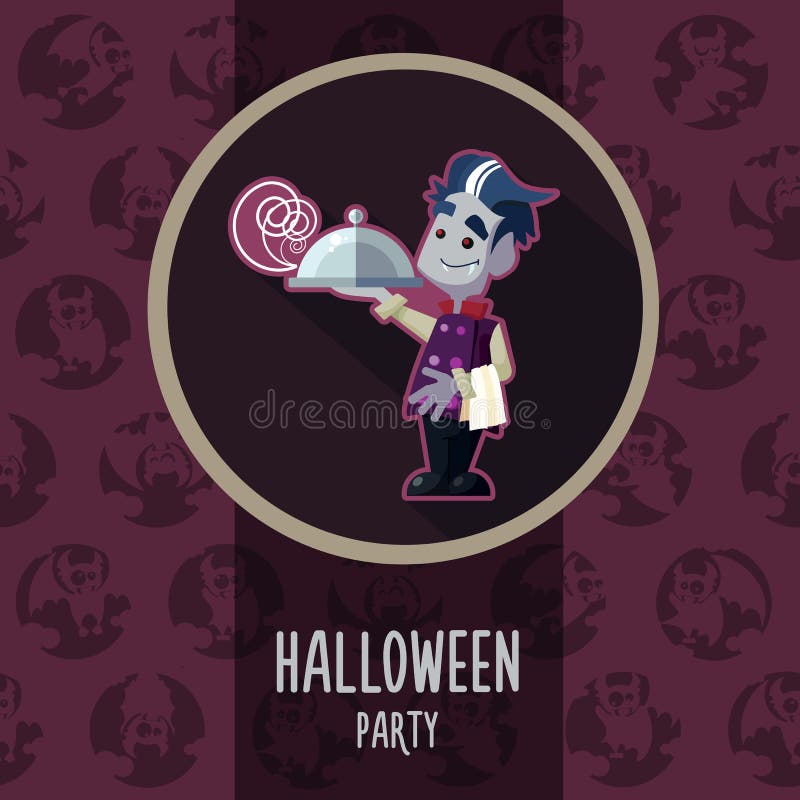 Halloween Vector Illustration in Style Flat about Vampire Chef Stock ...