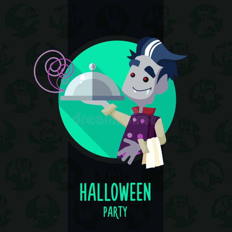 Halloween Vector Illustration in Style Flat about Vampire Chef Stock ...