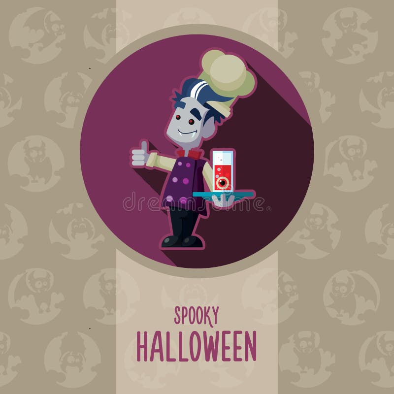 Halloween Vector Illustration in Style Flat about Vampire Chef Stock ...