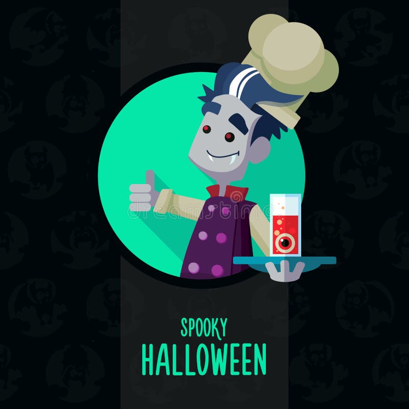 Halloween Vector Illustration in Style Flat about Vampire Chef Stock ...