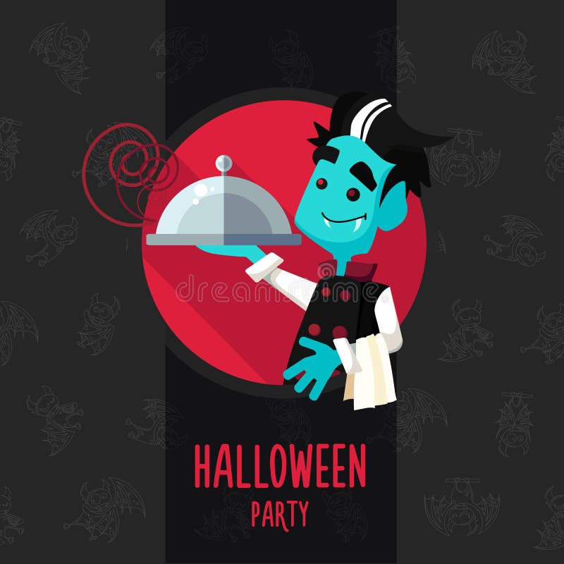Halloween Vector Illustration in Style Flat about Vampire Chef Stock ...
