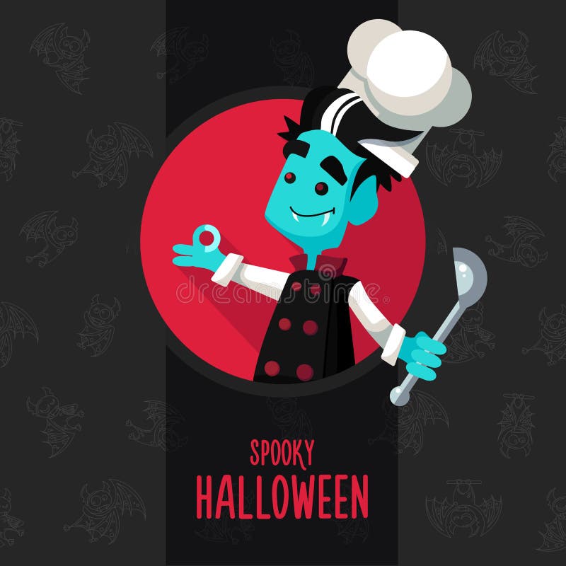Halloween Vector Illustration in Style Flat about Vampire Chef Stock ...