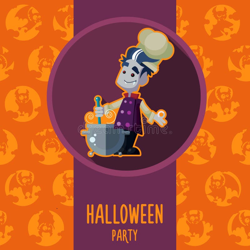 Halloween Vector Illustration in Style Flat about Vampire Chef Stock ...