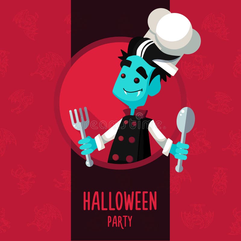 Halloween Vector Illustration in Style Flat about Vampire Chef Stock ...