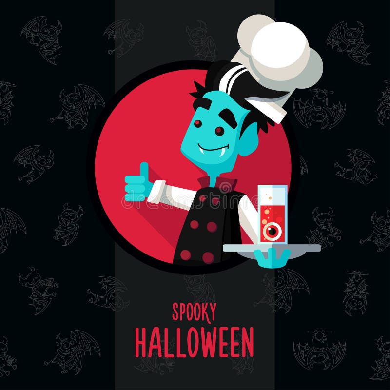 Halloween Vector Illustration in Style Flat about Vampire Chef Stock ...