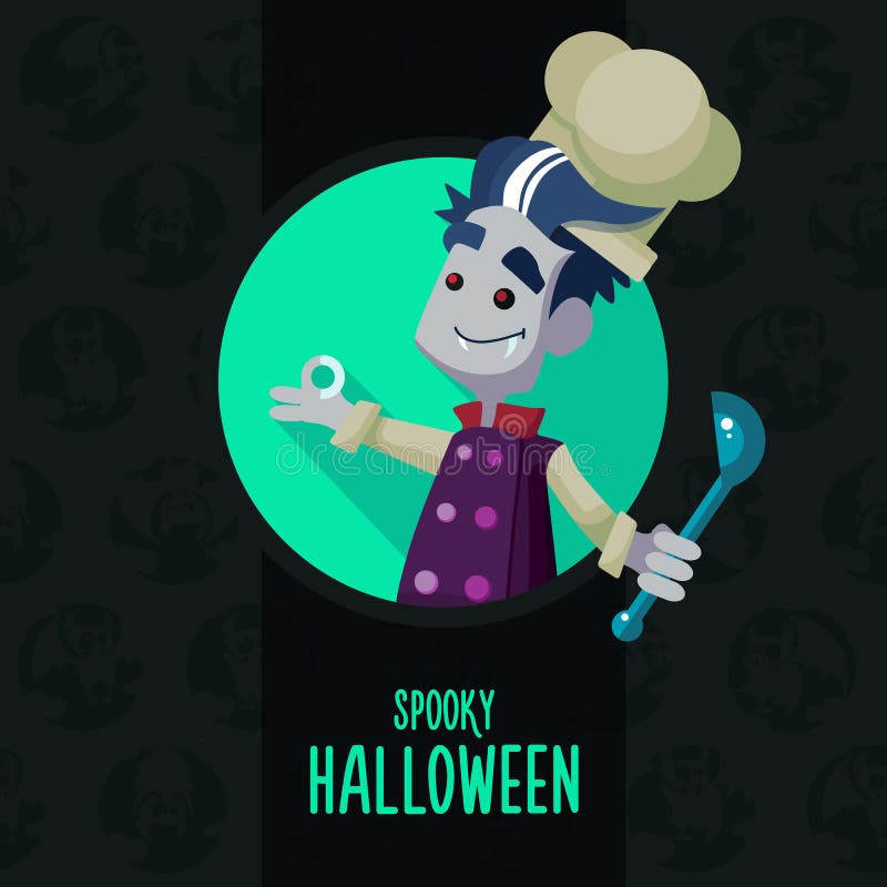 Halloween Vector Illustration in Style Flat about Vampire Chef Stock ...